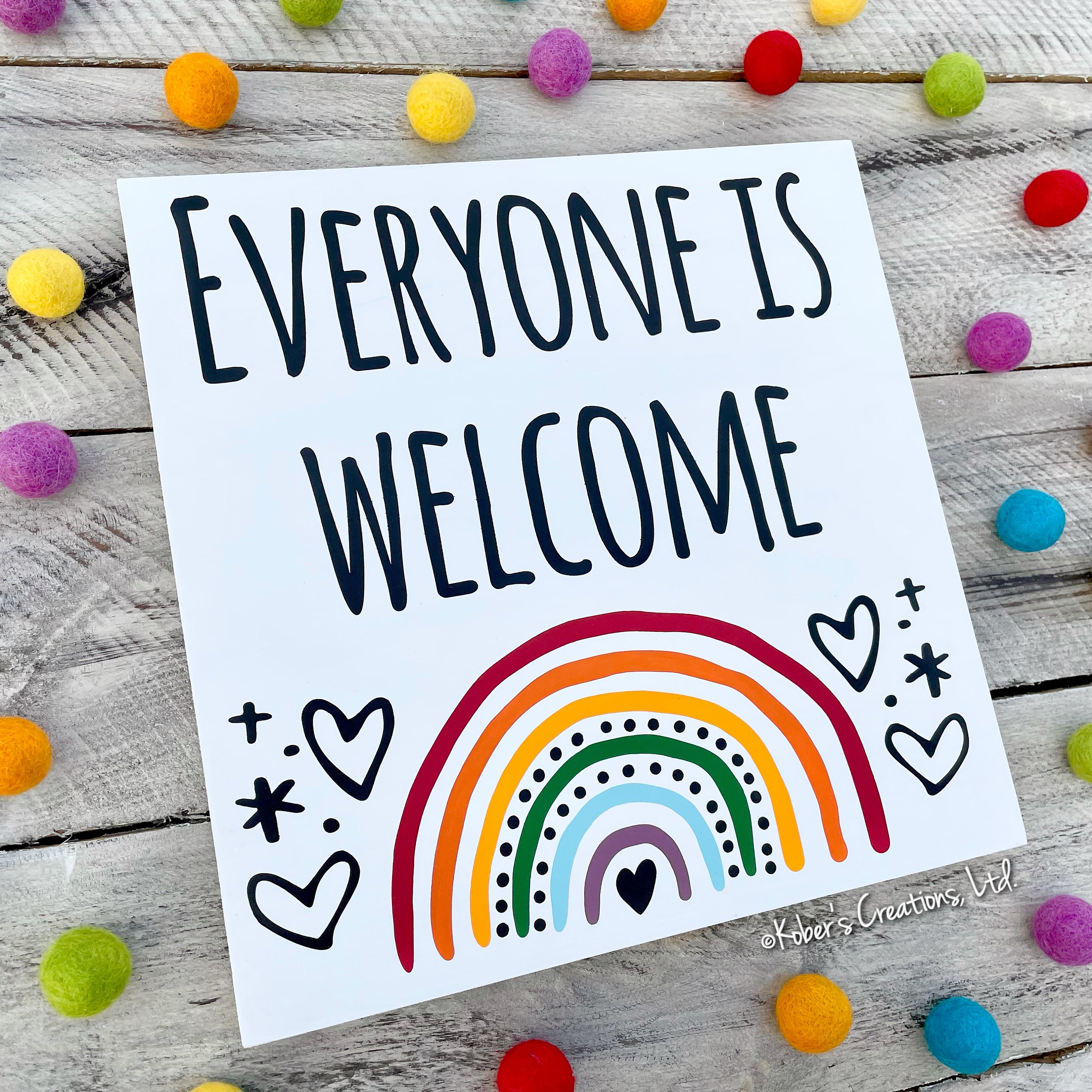 Everyone is Welcome Sign Rainbow Sign Rainbow Welcome Sign - Etsy