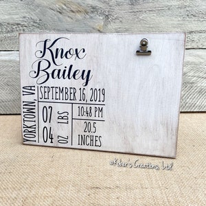 Personalized Baby Birth Stats Picture Frame, Birth Announcement, New ...