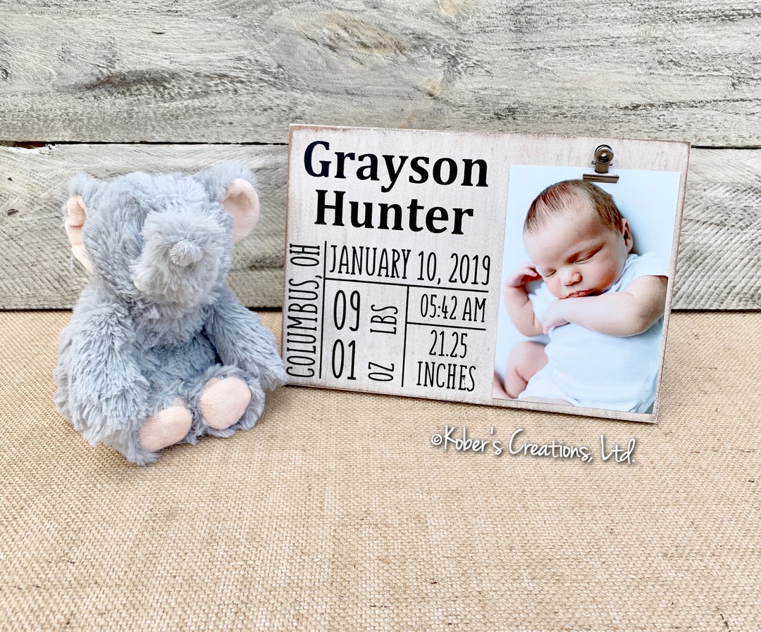 Personalized Baby Birth Stats Picture Frame, Birth Announcement, New ...