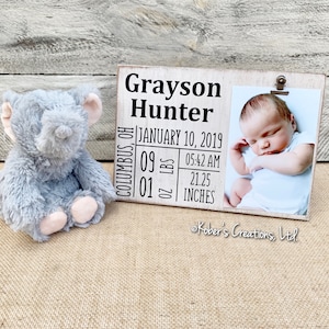 Personalized Baby Birth Stats Picture Frame, Birth Announcement, New ...