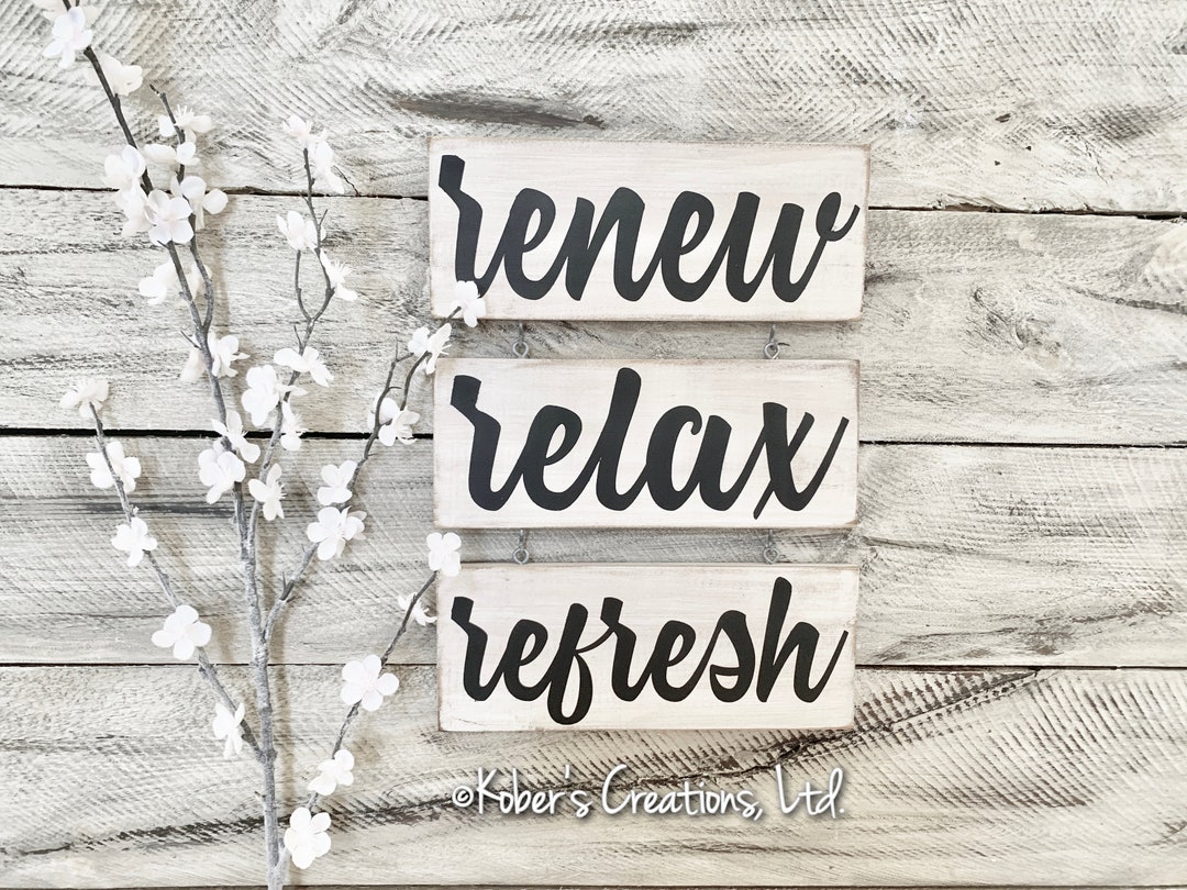 Renew Relax Refresh Spa Sign, Spa Art, Bathroom Art, Relax Sign ...