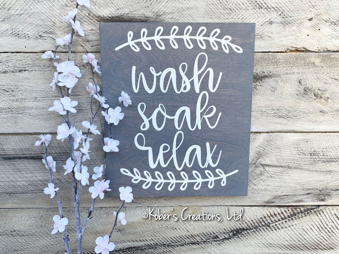 Wash Soak Relax Spa Sign, Spa Art, Bathroom Art, Relax Sign, Bathroom ...