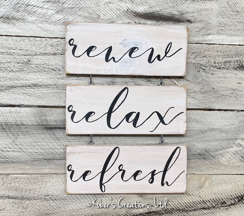 Renew Relax Refresh Spa Sign, Spa Art, Bathroom Art, Relax Sign ...