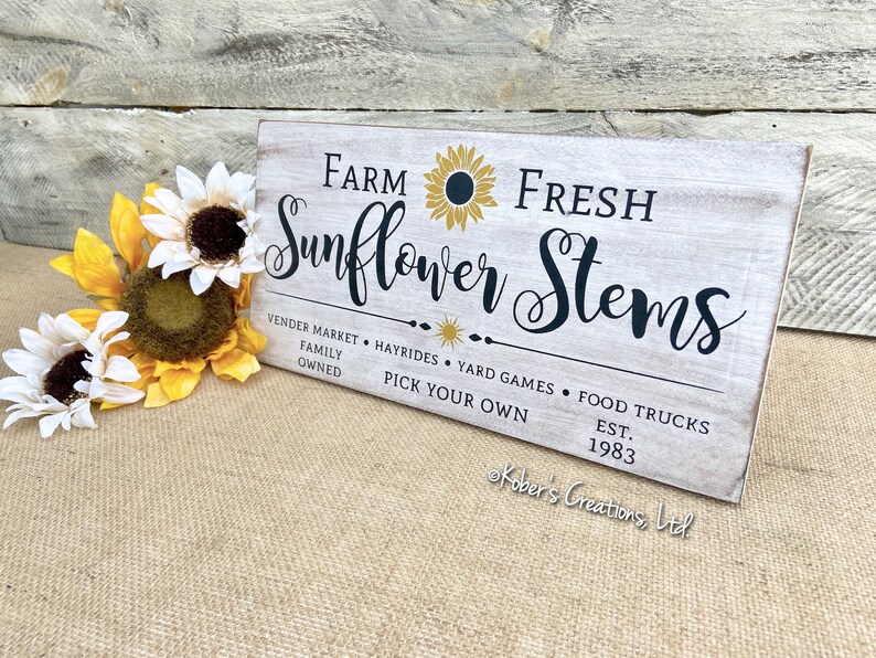 Farm Fresh Sunflower Stems Wood Sign Sunflower Decor - Etsy