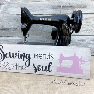 Sewing Mends the Soul Sign, Inspirational Sign, Sewing Room Sign ...