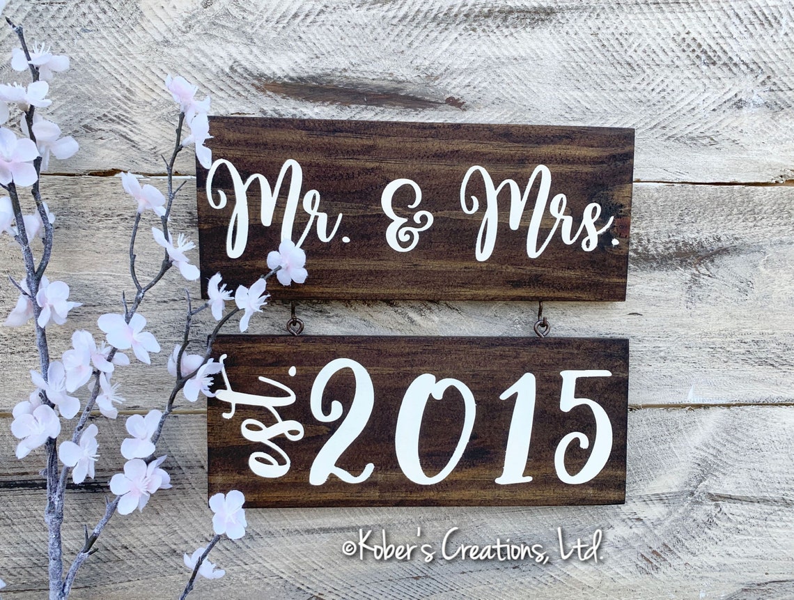Mr and Mrs Sign for Wall, Established Sign, Bride and Groom Sign ...