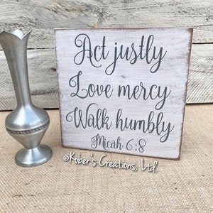 Act Justly Love Mercy Walk Humbly Wood Sign, Scripture Wall Art ...