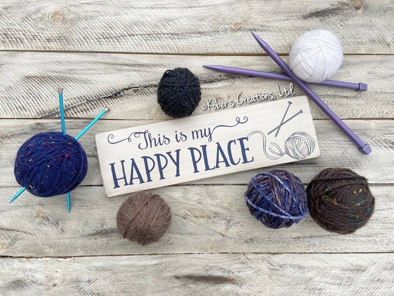 This is My Happy Place Sign Custom Knitting Sign Craft Room | Etsy