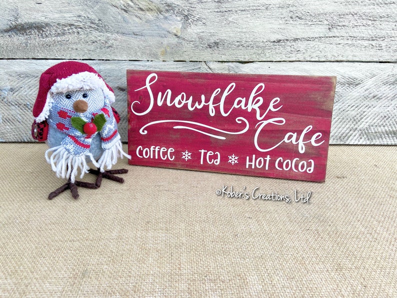 Snowflake Café Sign, Coffee Sign, Tea Sign, Hot Cocoa Sign, Christmas ...