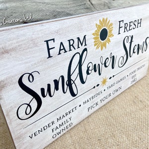 Farm Fresh Sunflower Stems Wood Sign, Sunflower Décor, Sunflower Gift ...