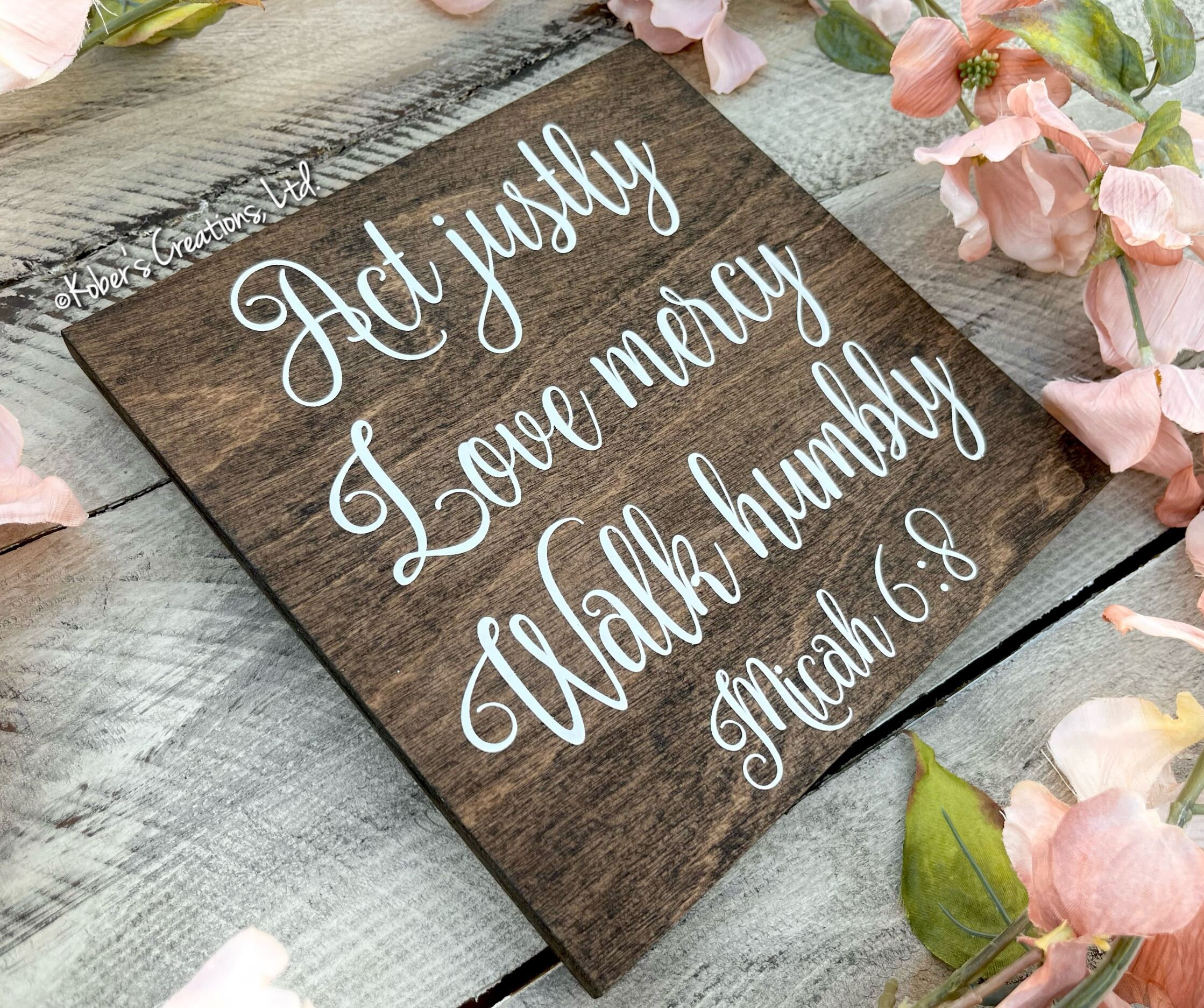 Act Justly Love Mercy Walk Humbly Wood Sign, Scripture Wall Art ...