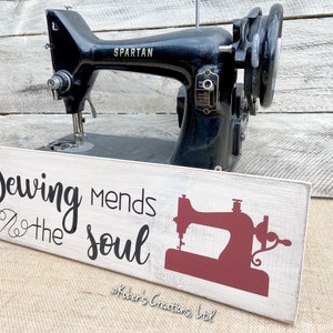 Sewing Mends the Soul Sign, Inspirational Sign, Sewing Room Sign ...