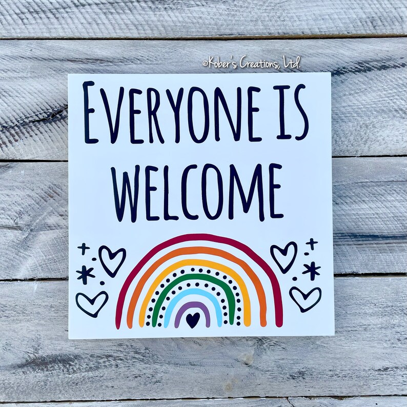 Everyone is Welcome Sign Rainbow Sign Rainbow Welcome Sign - Etsy