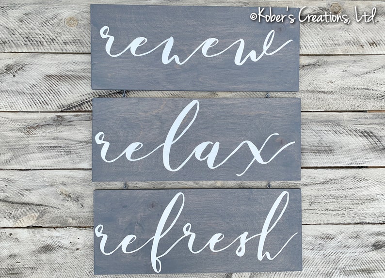 Renew Relax Refresh Large Sign Spa Art Bathroom Art Relax | Etsy