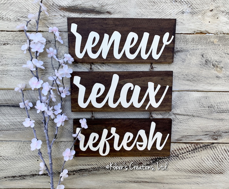 Renew Relax Refresh Spa Sign Spa Art Bathroom Art Relax - Etsy