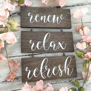 Renew Relax Refresh Spa Sign, Spa Art, Bathroom Art, Relax Sign ...