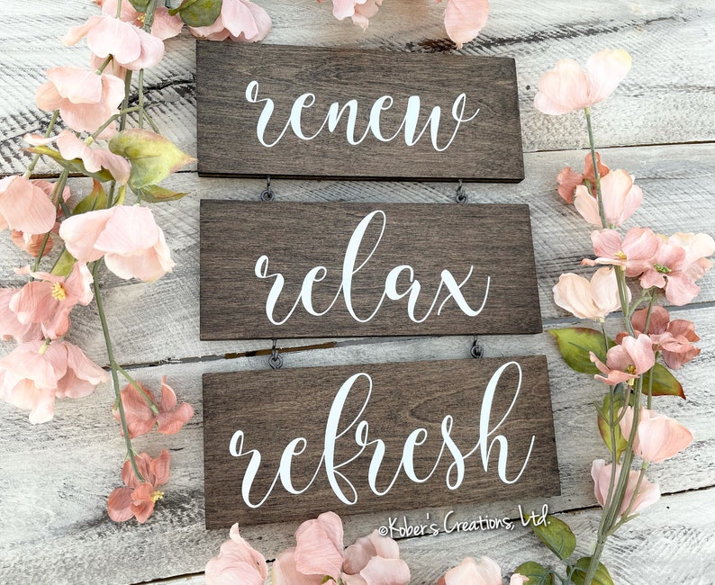 Renew Relax Refresh Spa Sign, Spa Art, Bathroom Art, Relax Sign ...