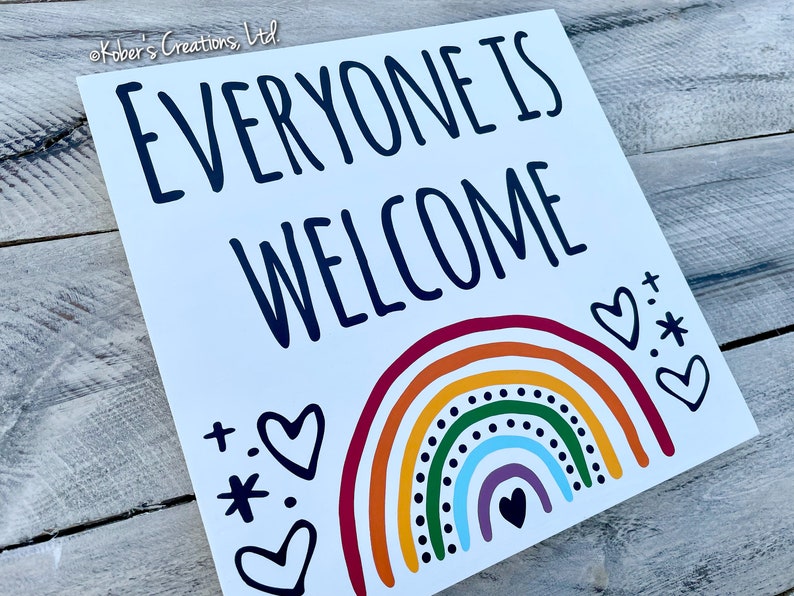 Everyone is Welcome Sign, Rainbow Sign, Rainbow Welcome Sign, Nursery ...