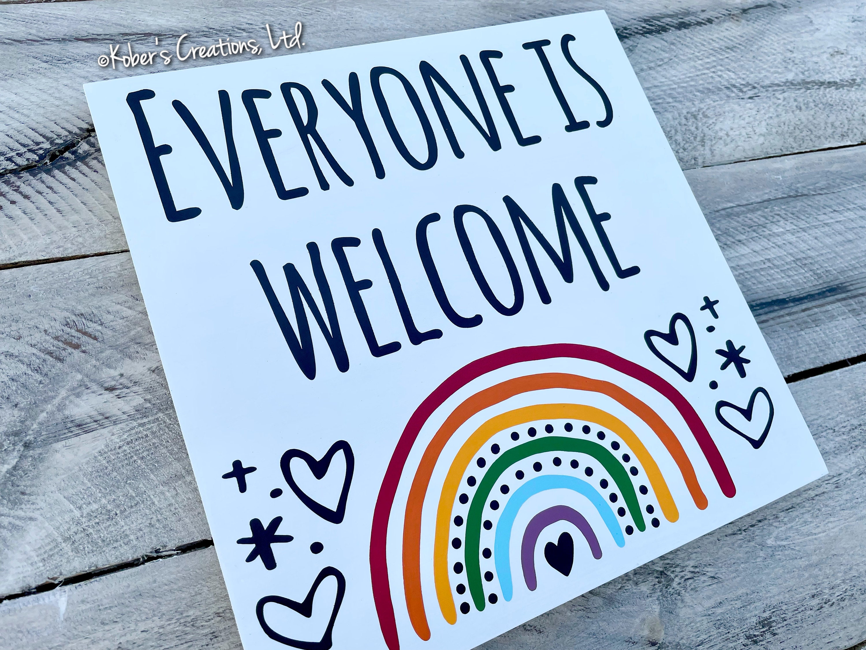 Everyone is Welcome Sign Rainbow Sign Rainbow Welcome Sign - Etsy