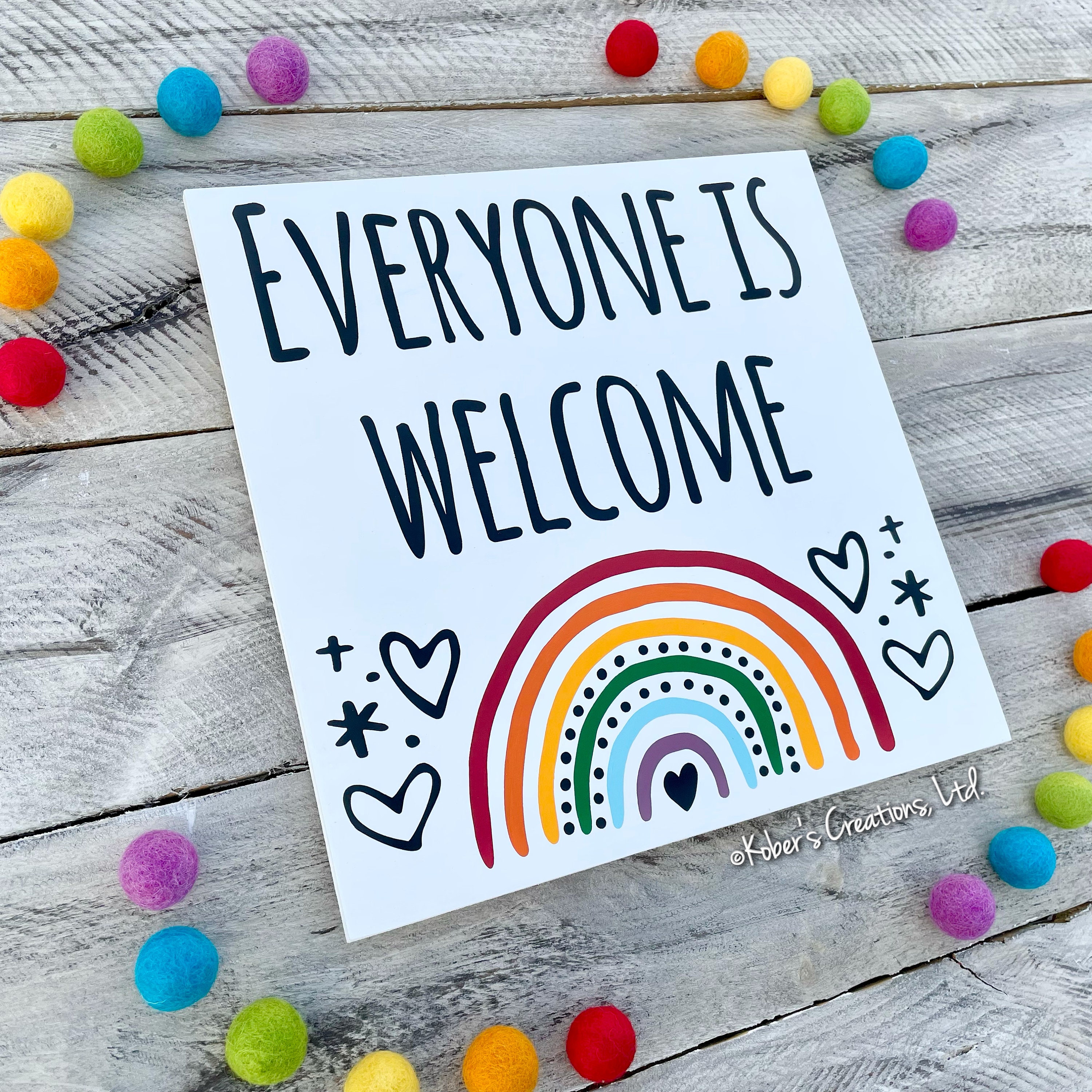 Everyone is Welcome Sign Rainbow Sign Rainbow Welcome Sign - Etsy