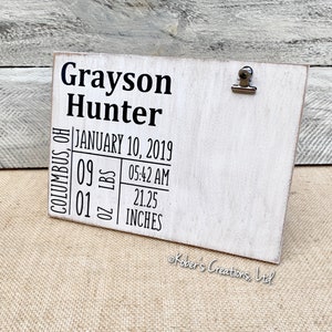Personalized Baby Birth Stats Picture Frame, Birth Announcement, New ...