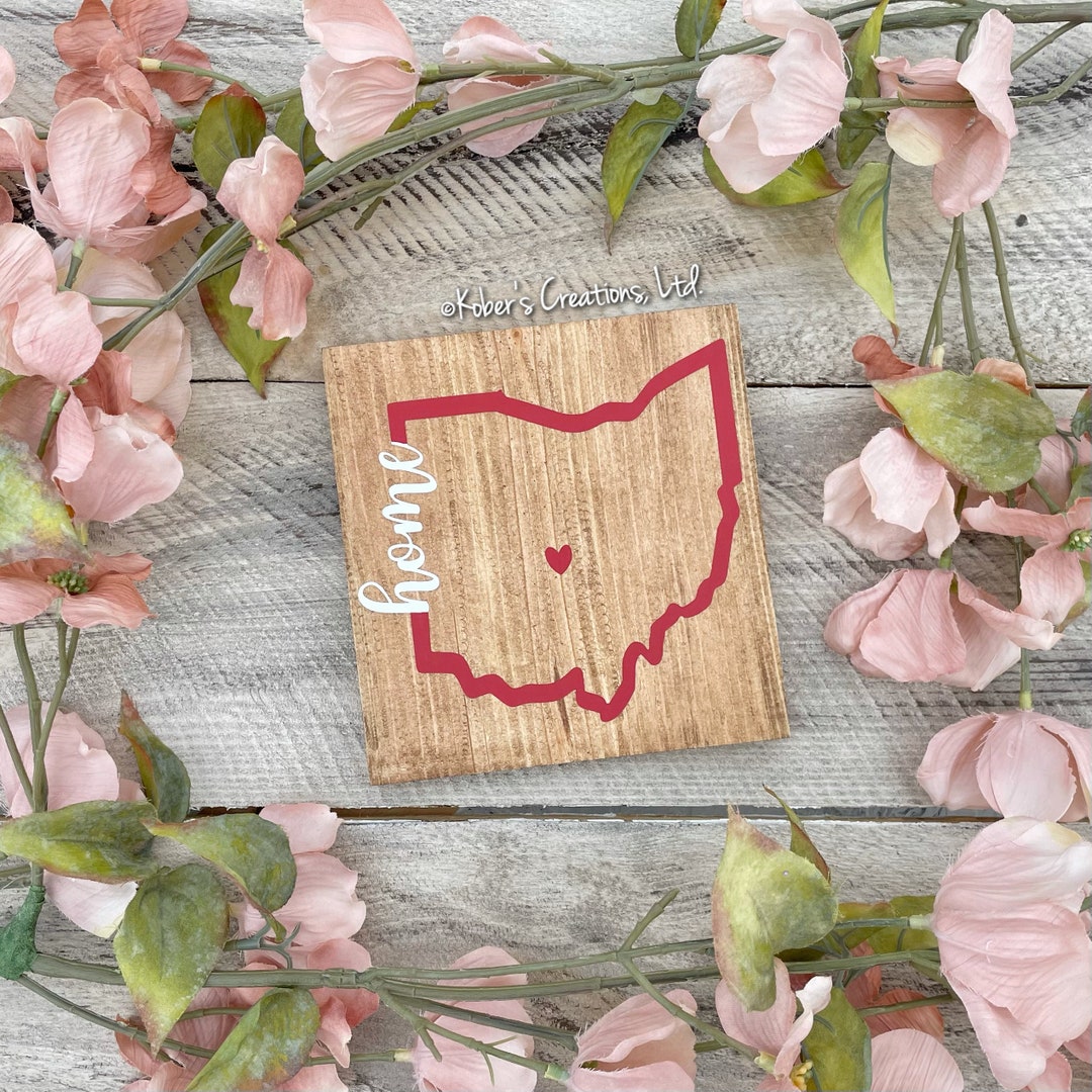 Ohio Home State Outline Wooden Sign, Wood Home Sign, Home State Sign ...