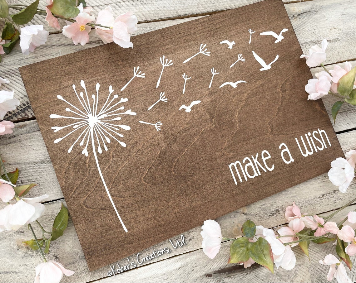 Make a Wish Dandelion Sign Blowing Dandelion Sign Dandelion | Etsy