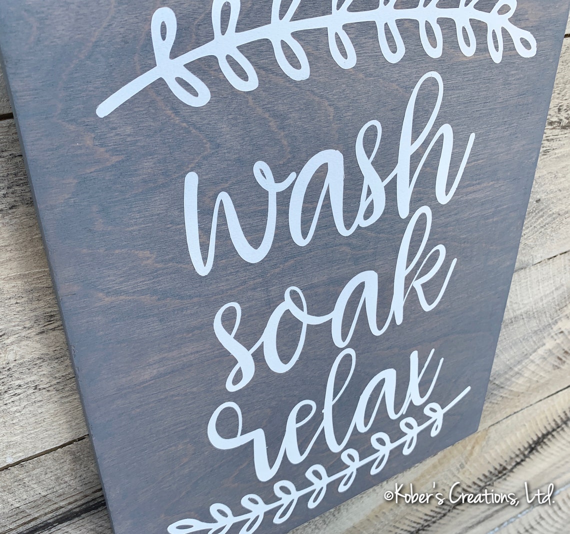 Wash Soak Relax Spa Sign Spa Art Bathroom Art Relax Sign | Etsy