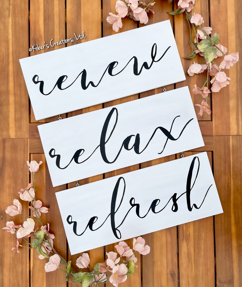 Renew Relax Refresh Large Sign Spa Art Bathroom Art Relax - Etsy