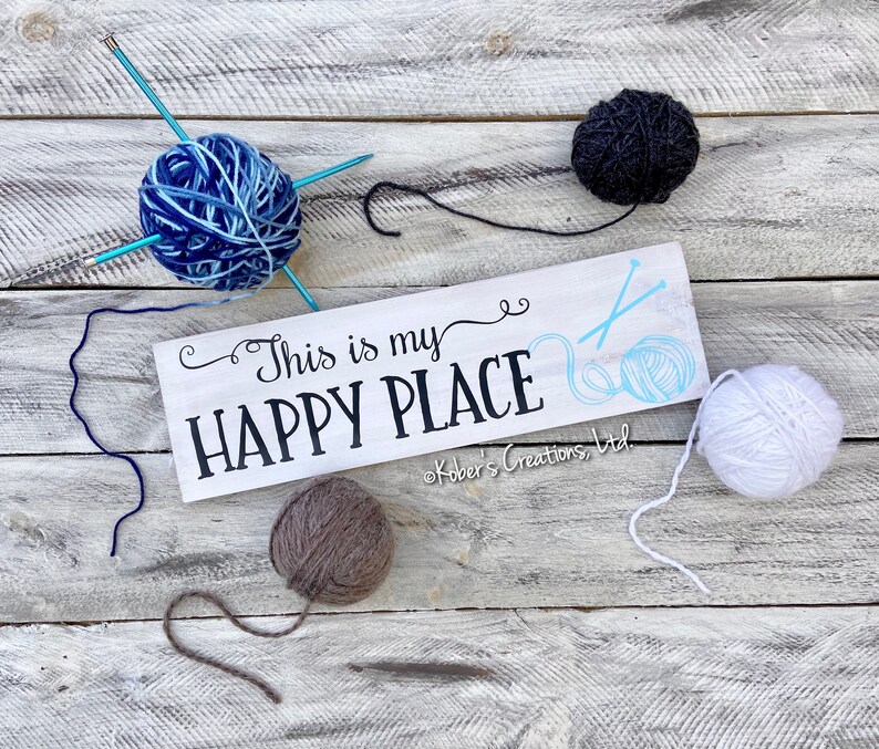 This is My Happy Place Sign Custom Knitting Sign Craft Room | Etsy