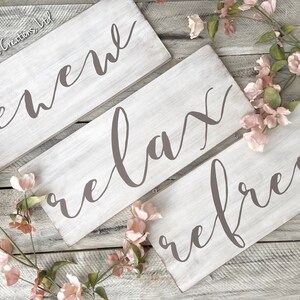 Renew Relax Refresh Large Sign, Spa Art, Bathroom Art, Relax Sign ...