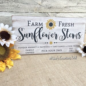 Farm Fresh Sunflower Stems Wood Sign, Sunflower Décor, Sunflower Gift ...