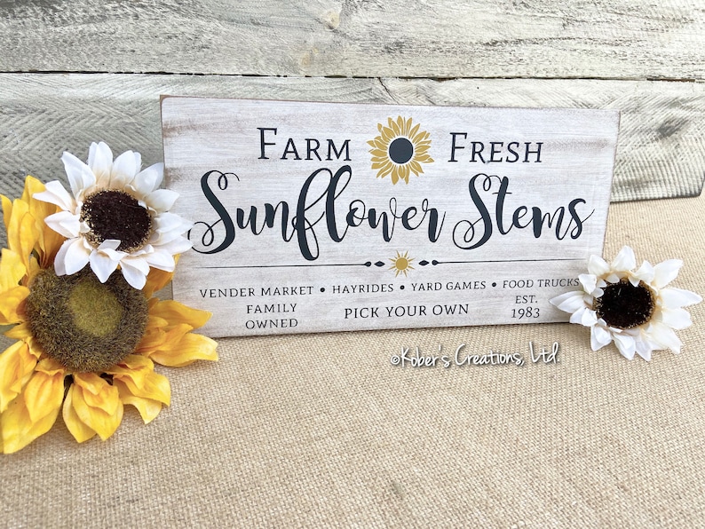 Farm Fresh Sunflower Stems Wood Sign Sunflower Decor - Etsy