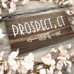 Wood Home Sign, Rustic City Sign, Rustic Hometown Sign, Closing Gift ...