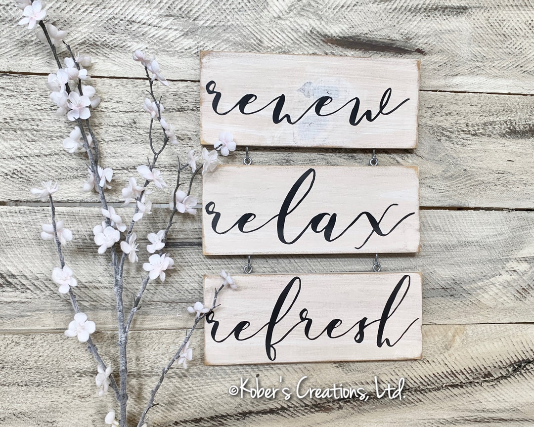 Renew Relax Refresh Spa Sign, Spa Art, Bathroom Art, Relax Sign ...