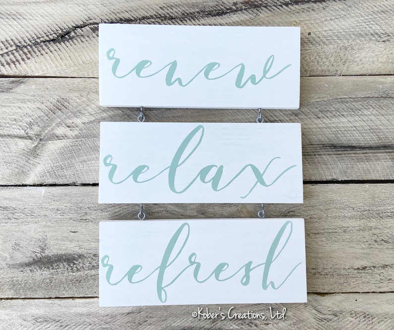 Renew Relax Refresh Spa Sign, Spa Art, Bathroom Art, Relax Sign ...