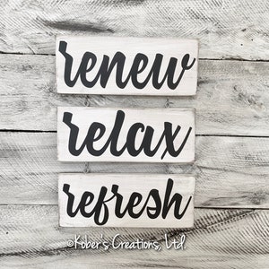 Renew Relax Refresh Spa Sign, Spa Art, Bathroom Art, Relax Sign ...