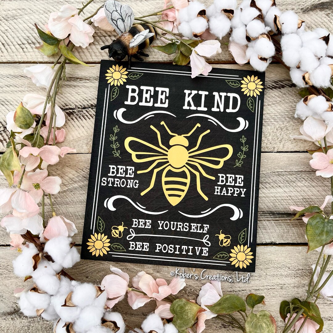 Bee Happy Wood Sign, Honey Bee Décor, Be Happy Sign, Bee Lover Gift ...