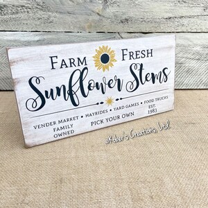 Farm Fresh Sunflower Stems Wood Sign, Sunflower Décor, Sunflower Gift ...