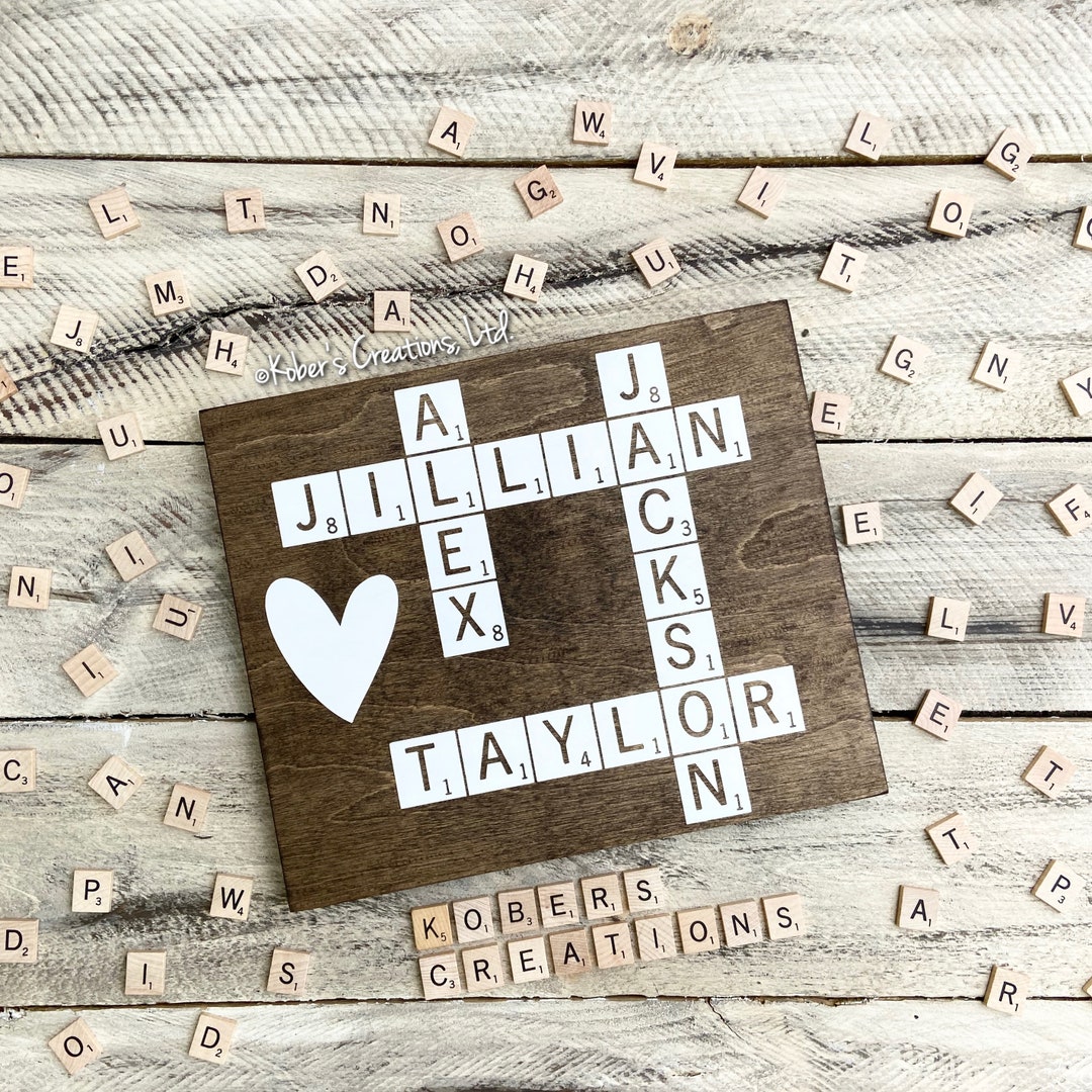 Scrabble Tile Sign, Crossword Layout Sign, Last Name Sign, Scrabble ...