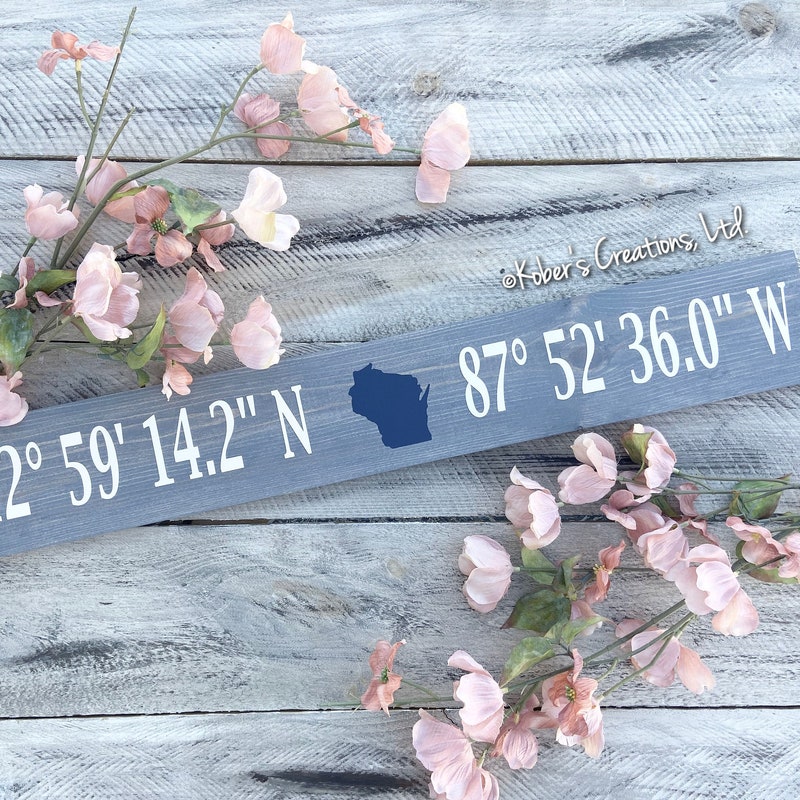 Wood Sign Latitude Longitude - Etsy
