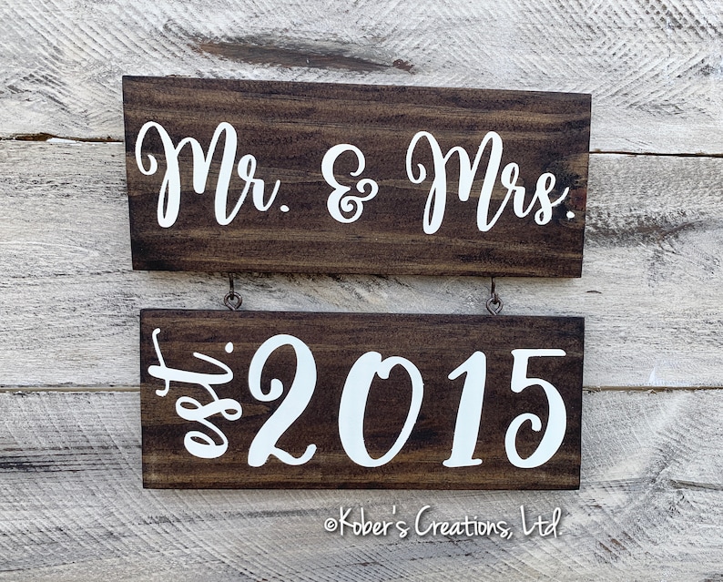Mr and Mrs Sign for Wall, Established Sign, Bride and Groom Sign ...