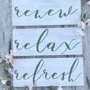 Renew Relax Refresh Large Sign, Spa Art, Bathroom Art, Relax Sign ...