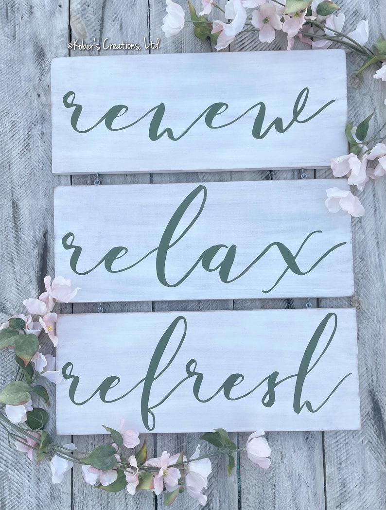 Renew Relax Refresh Large Sign, Spa Art, Bathroom Art, Relax Sign ...