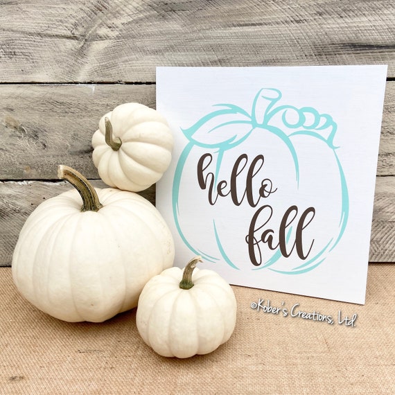 Hello Fall Pumpkin Sign Rustic Fall Sign Pumpkin Sign Fall | Etsy