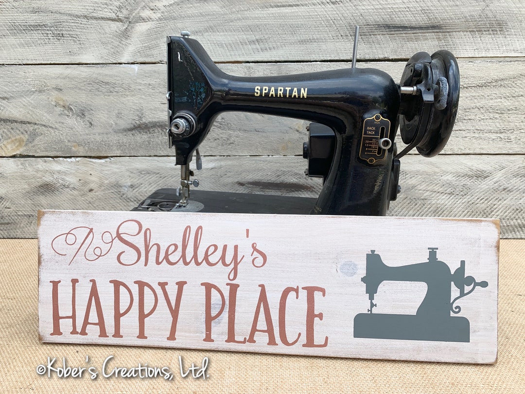 Personalized Happy Place Sewing Sign, Sewing Room Sign, Sewing Sign ...