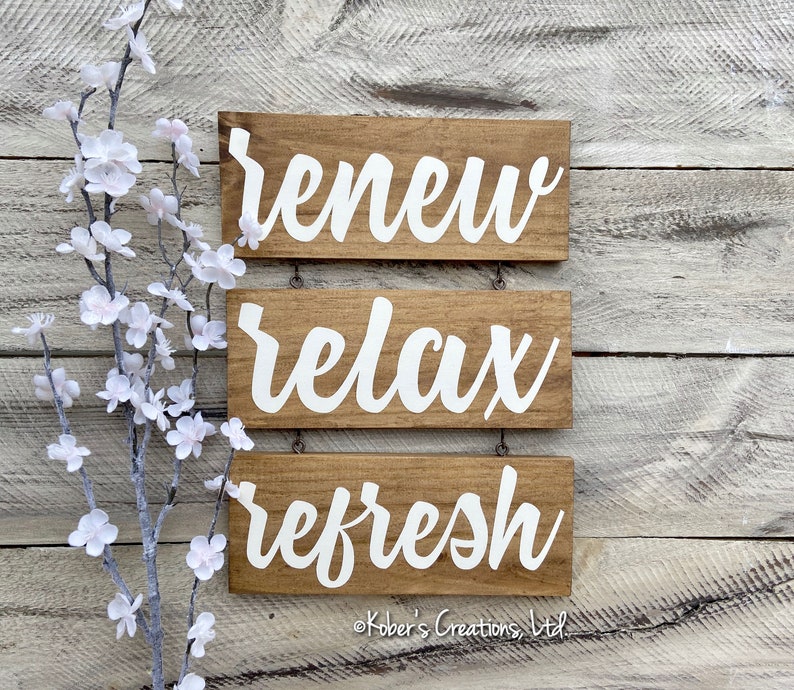 Renew Relax Refresh Spa Sign Spa Art Bathroom Art Relax - Etsy