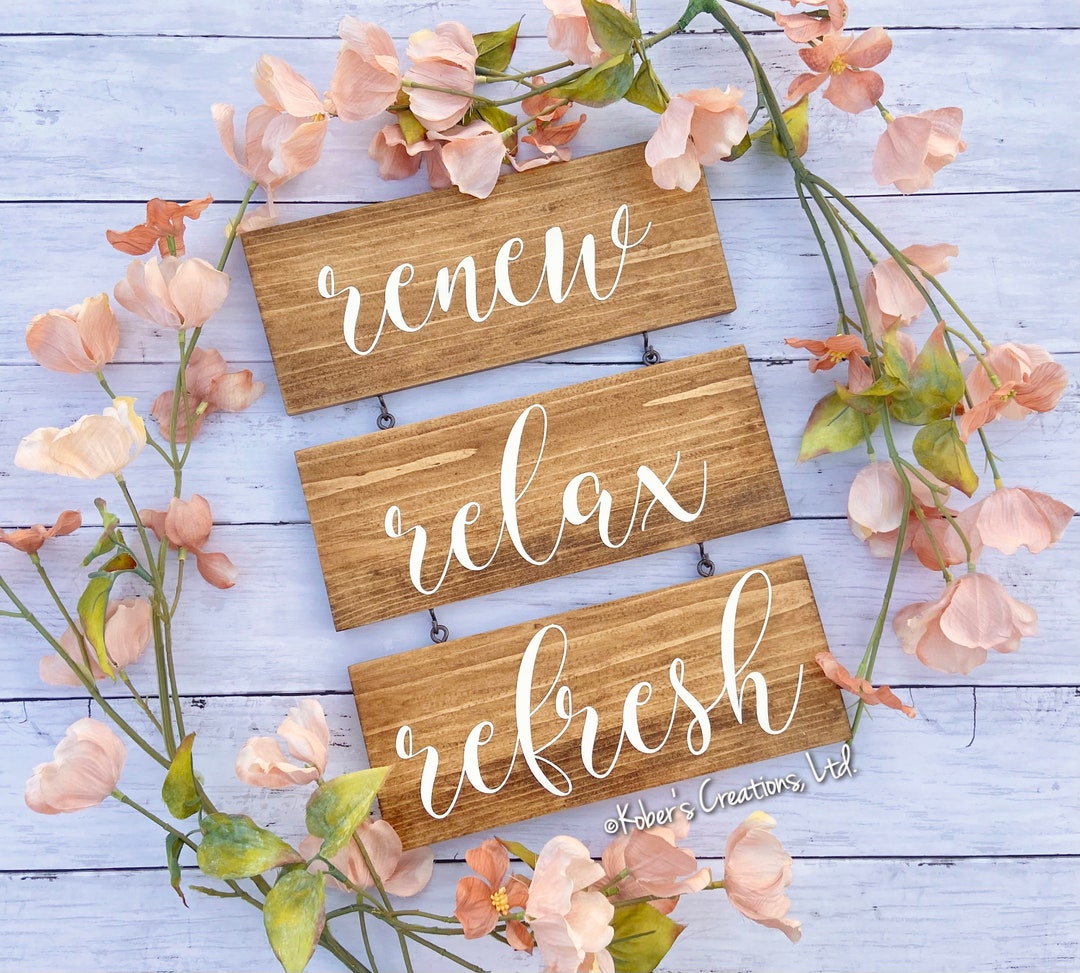 Renew Relax Refresh Spa Sign, Spa Art, Bathroom Art, Relax Sign ...