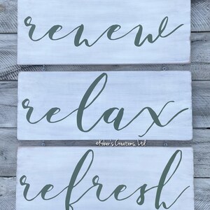 Renew Relax Refresh Large Sign, Spa Art, Bathroom Art, Relax Sign ...