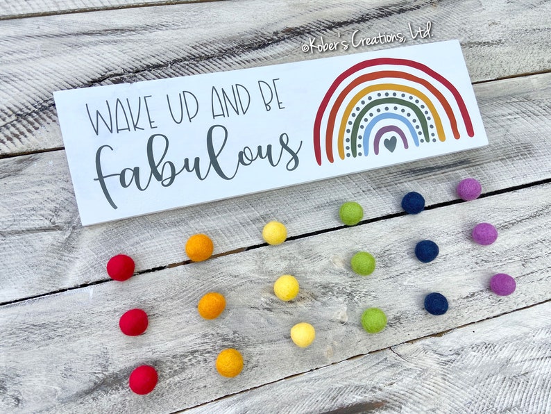 Wake up and Be Fabulous Sign Rainbow Sign Nursery Decor | Etsy